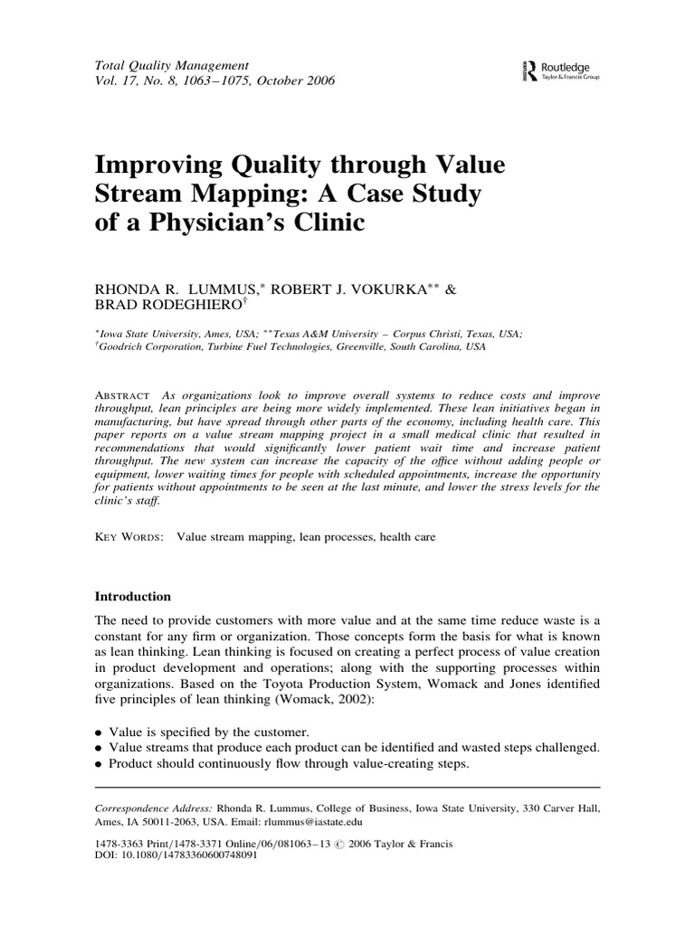 Value Stream Mapping Case | PDF | Lean Manufacturing | Hospital