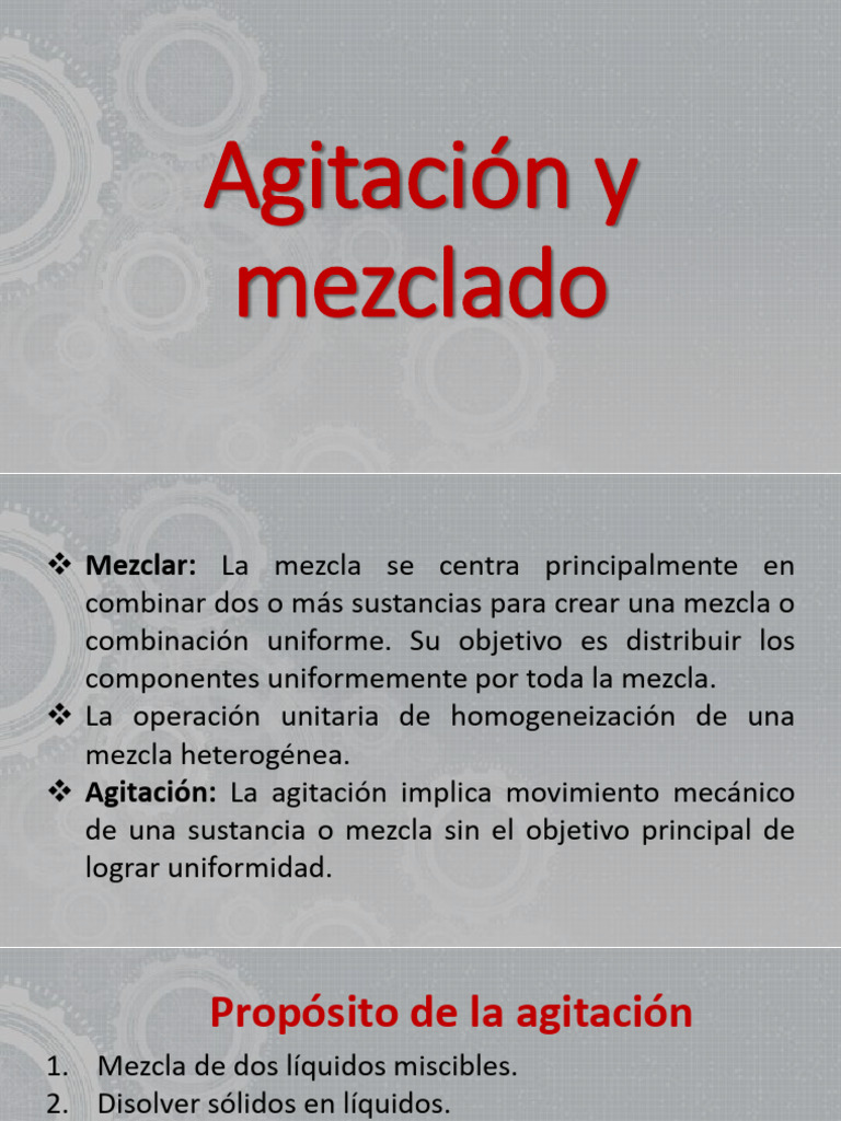 Agitación y Mezclado | PDF | Mezcla | Numero Reynolds