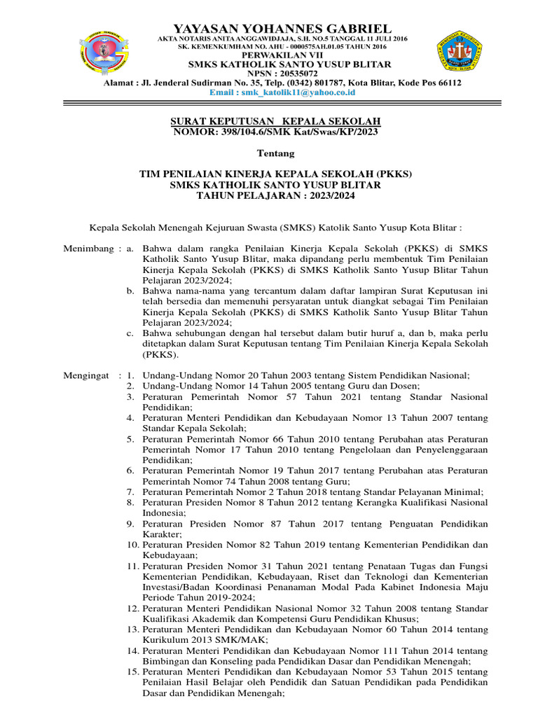 Yovita-Sk Pkks 2023-2024 | PDF