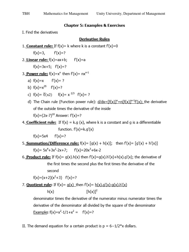 Chapter 5-Examples & Exercises-1 | PDF | Derivative | Profit (Economics)