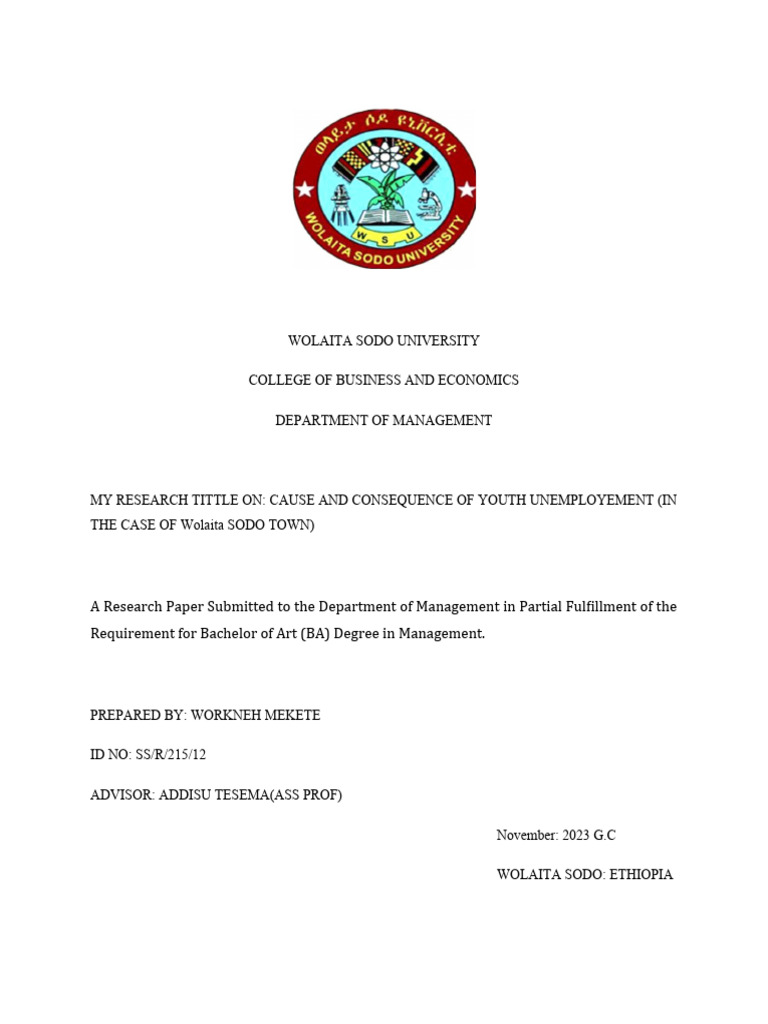 A Research Paper Submitted To The Department of Management in Partial Fulfillment of The ...