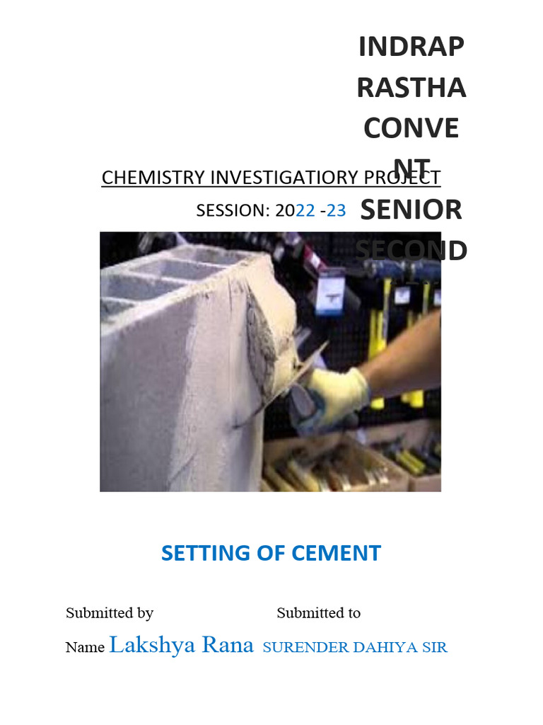 Chemistry Project File On Setting of Cement | PDF | Cement | Concrete