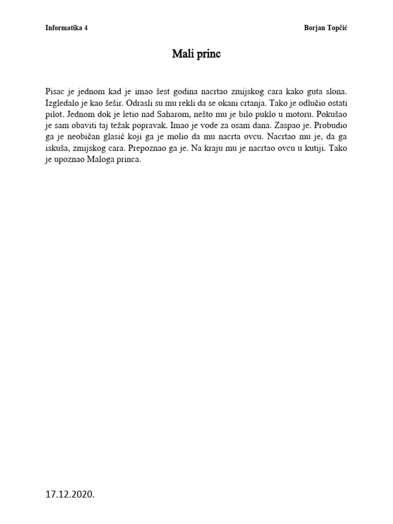 Borjan Mali Princ | PDF