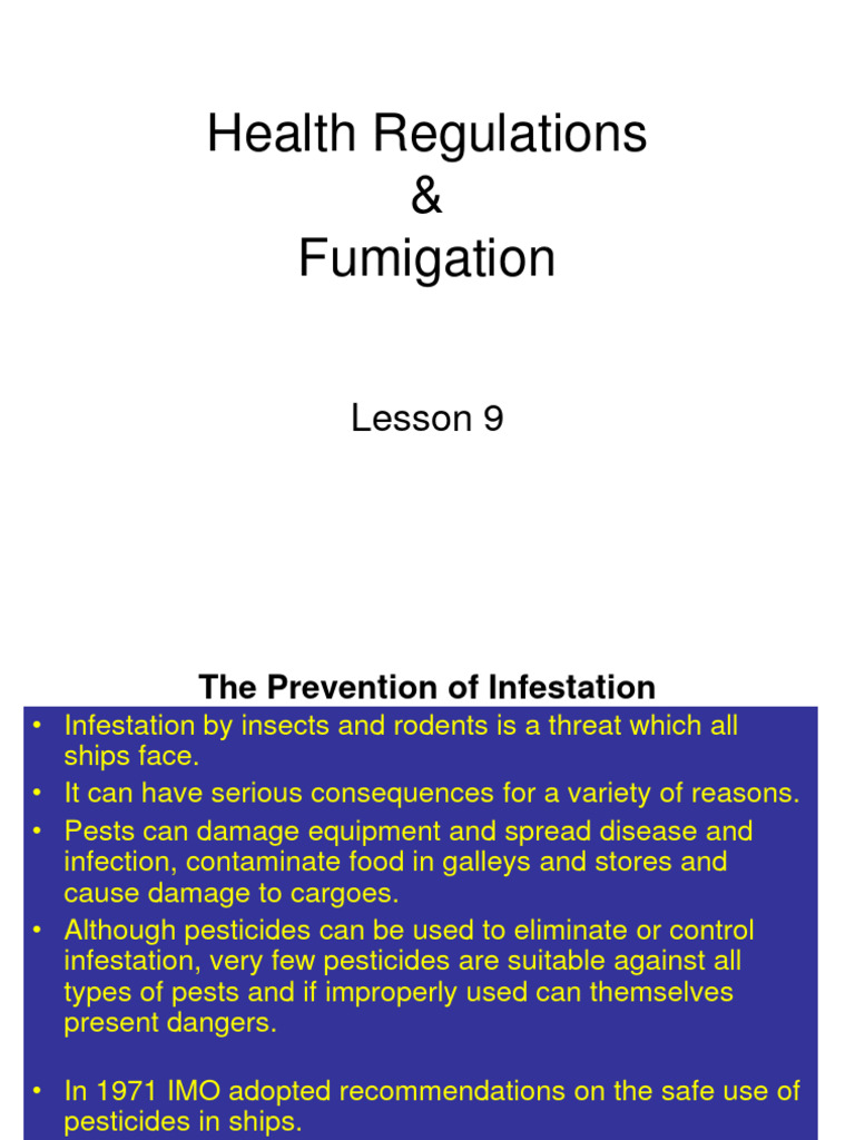 L9-Health Regulations & Fumigation | PDF | Hand Washing | Pesticide