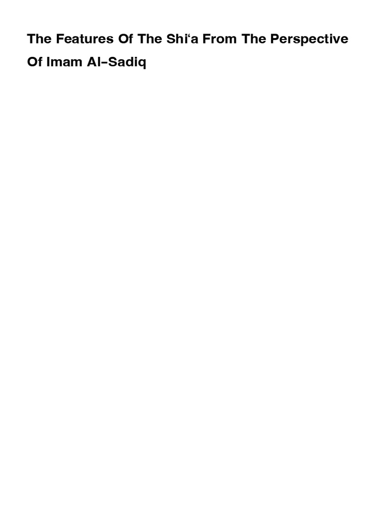 The Features of The Shia From The Perspective of Imam Al-Sadiq | PDF | Shia Islam | Sin