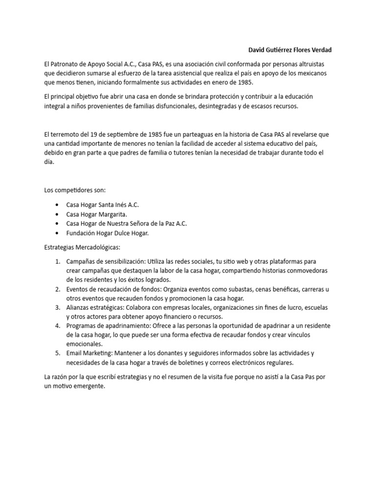 Resumen Casa Hogar | PDF