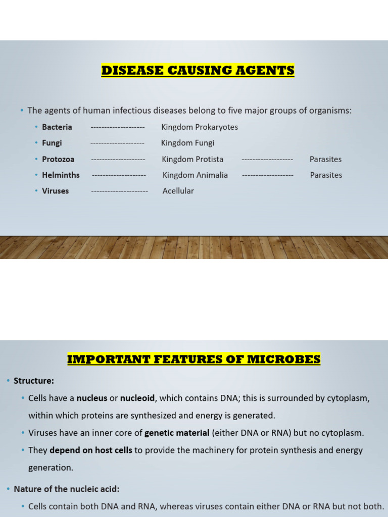 Disease Causing Agents: The Agents of Human Infectious Diseases Belong ...