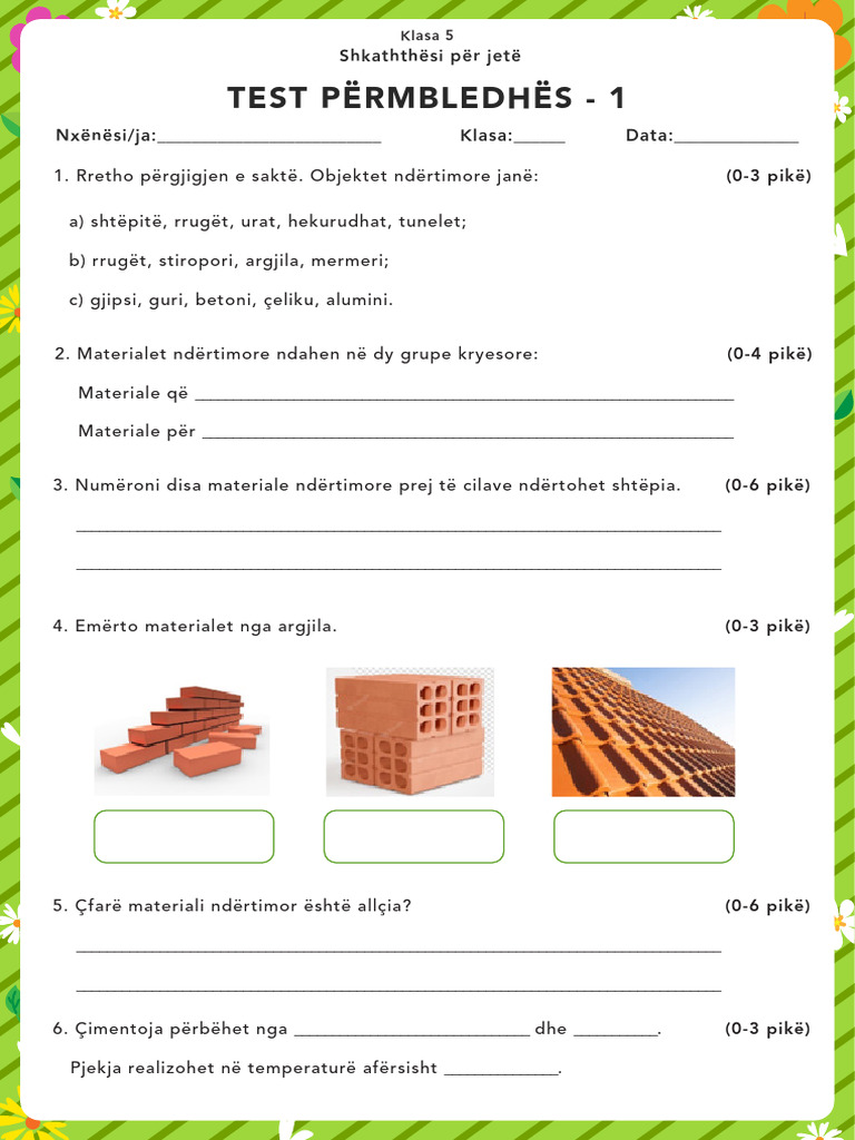 Teste Permbledhese-Shkathtesi Per Jete 5 01.08.2023 - Print 1 Faqe | PDF