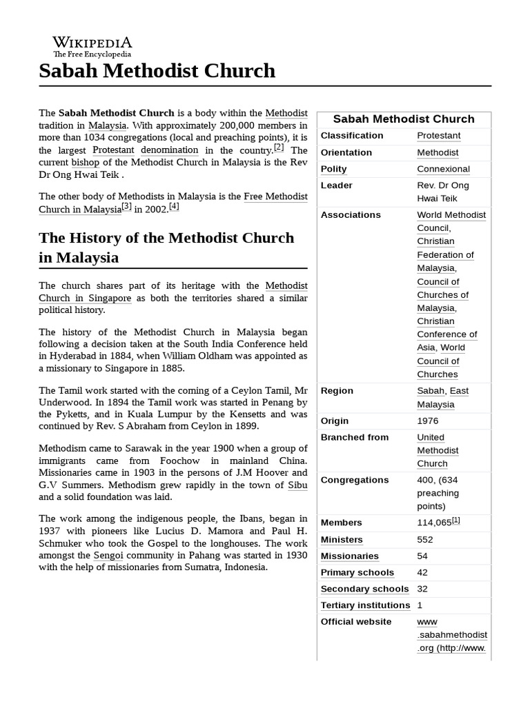 Sabah Methodist Church | PDF | Methodism | Christian Denominational Families