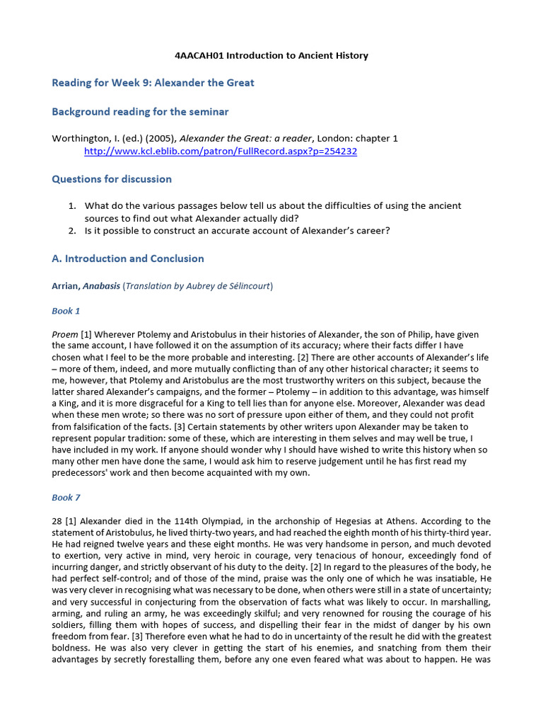 Alexander Seminar Handout | PDF | Amazons