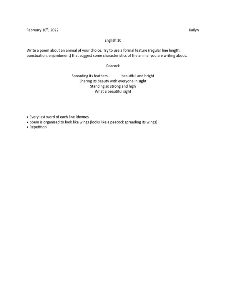 Peacock Poem | PDF