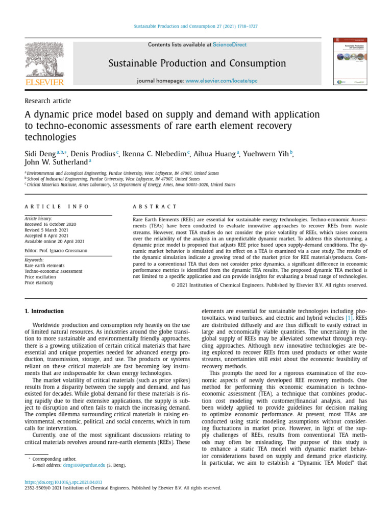 A Dynamic Price Model Based On Supply and Demand With AP 2021 Sustainable PR | PDF | Economic ...
