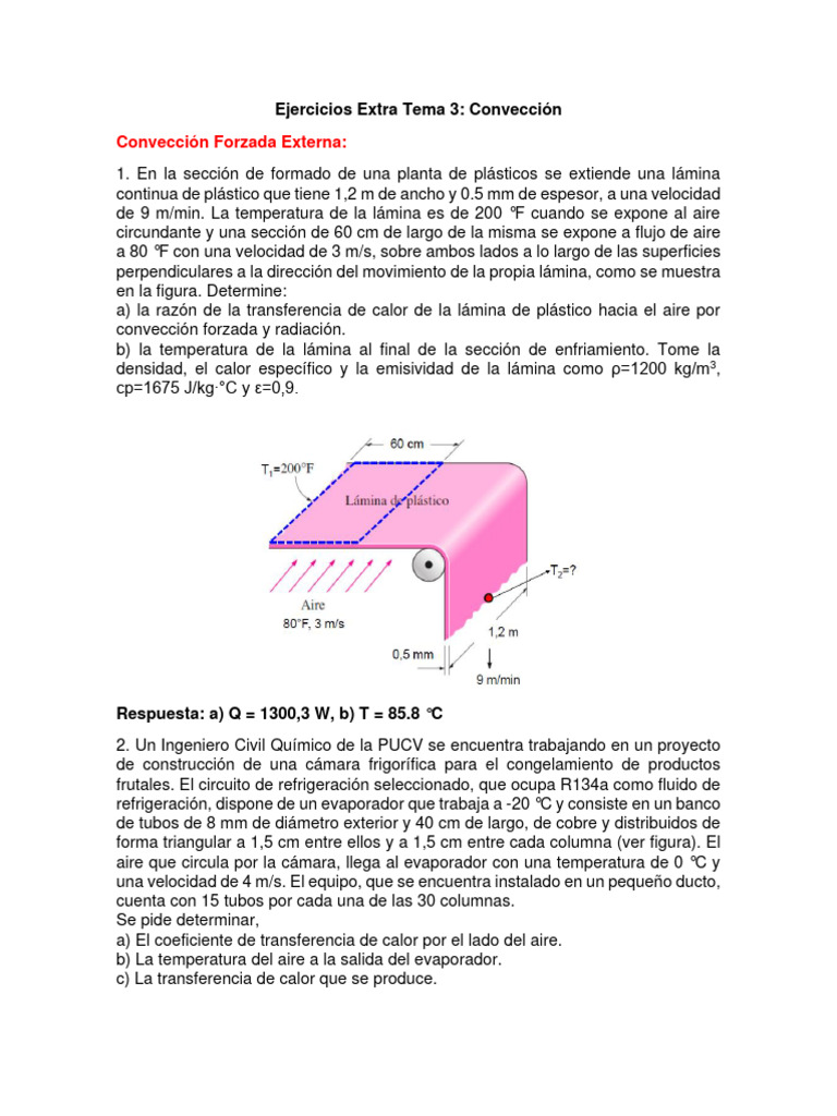 Ejercicios Extra Tema 3. Convección | PDF | Convección | Calor