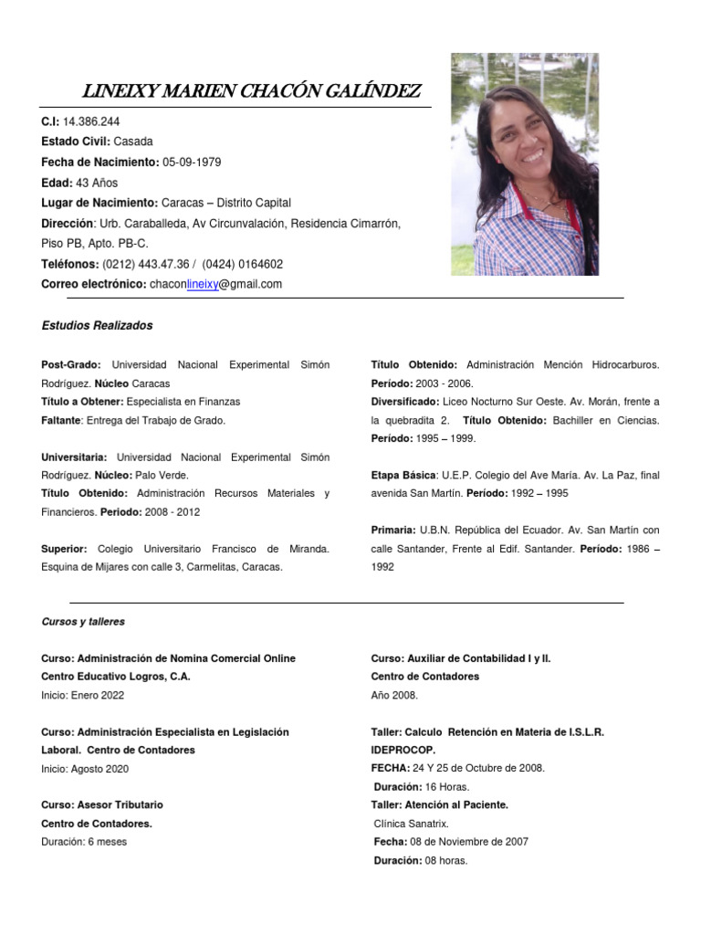 Lineixy Marien Chacón Galíndez CV Actualizado 7-2023 | PDF | Economias | Business