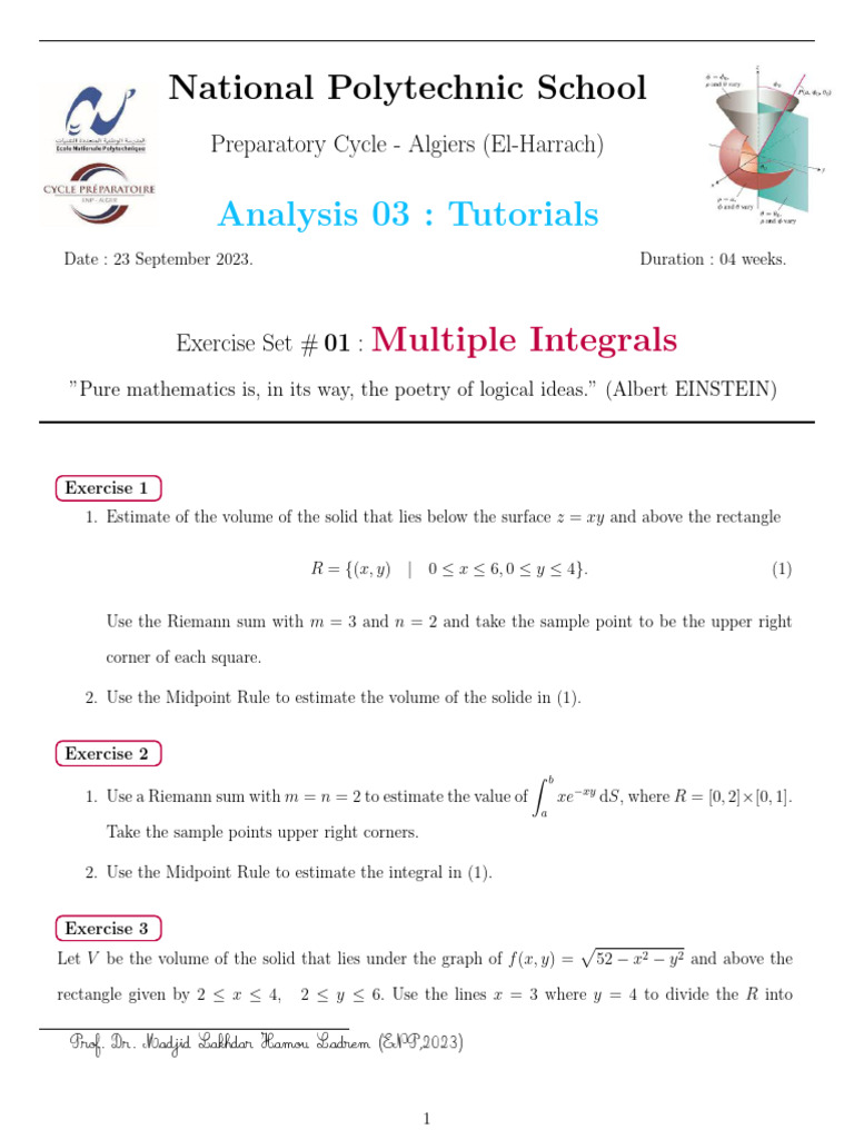Analysis 3 Tut#01 New | PDF | Integral | Geometry