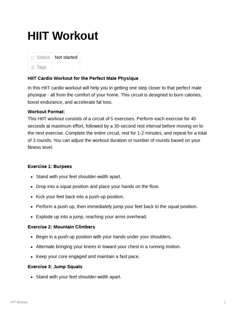 HIIT Workout | PDF | High Intensity Interval Training | Physical Fitness