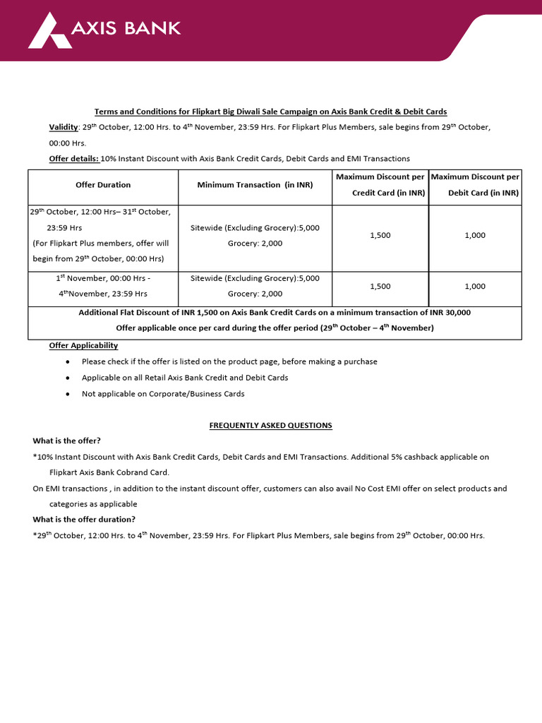 Festive Fy21 Flipkart Bds T Cs | PDF | Credit Card | Debit Card