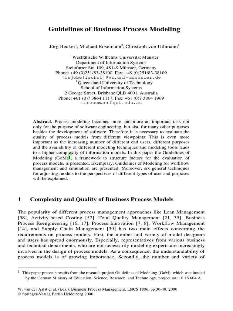 Guidelines of Business Process Modeling | PDF | Conceptual Model ...