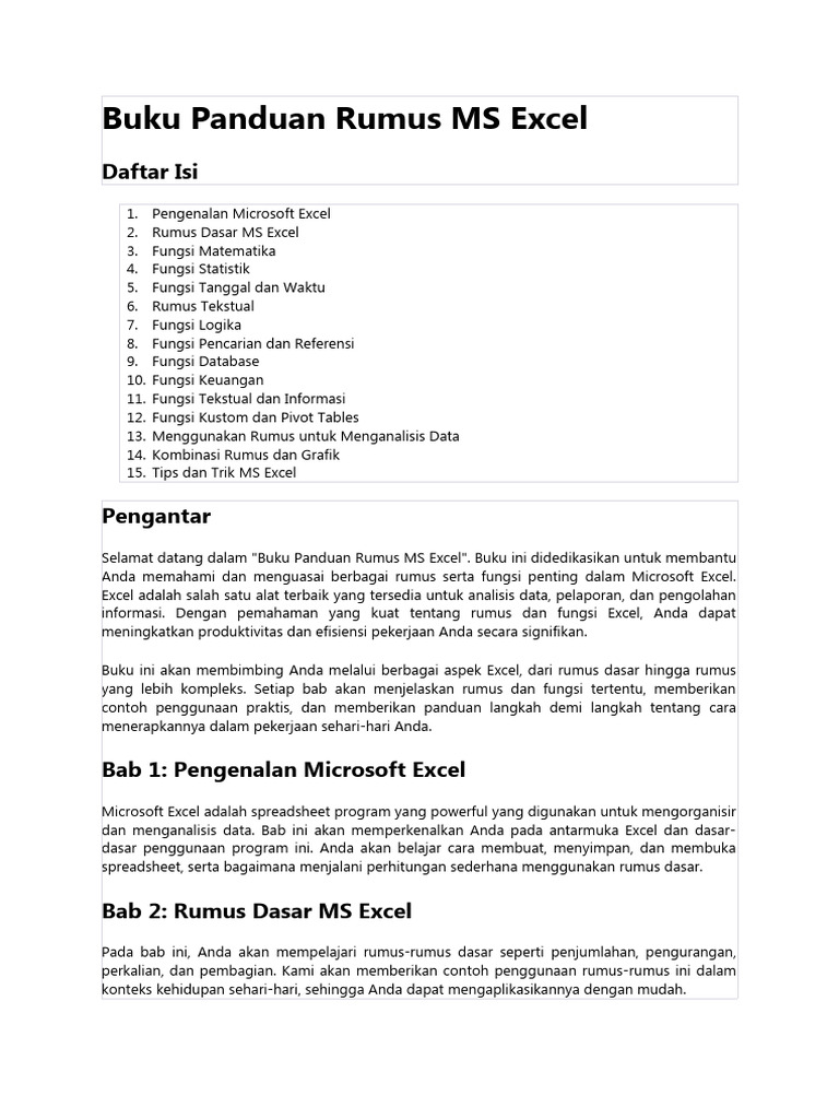 Panduan Lengkap Rumus MS Excel | PDF | Komputer