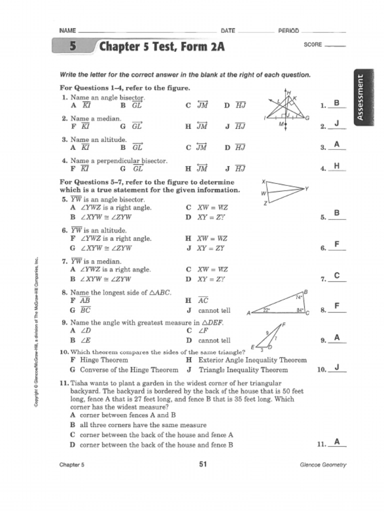 Triangle Properties and Relationships Test | PDF | Triangle ...