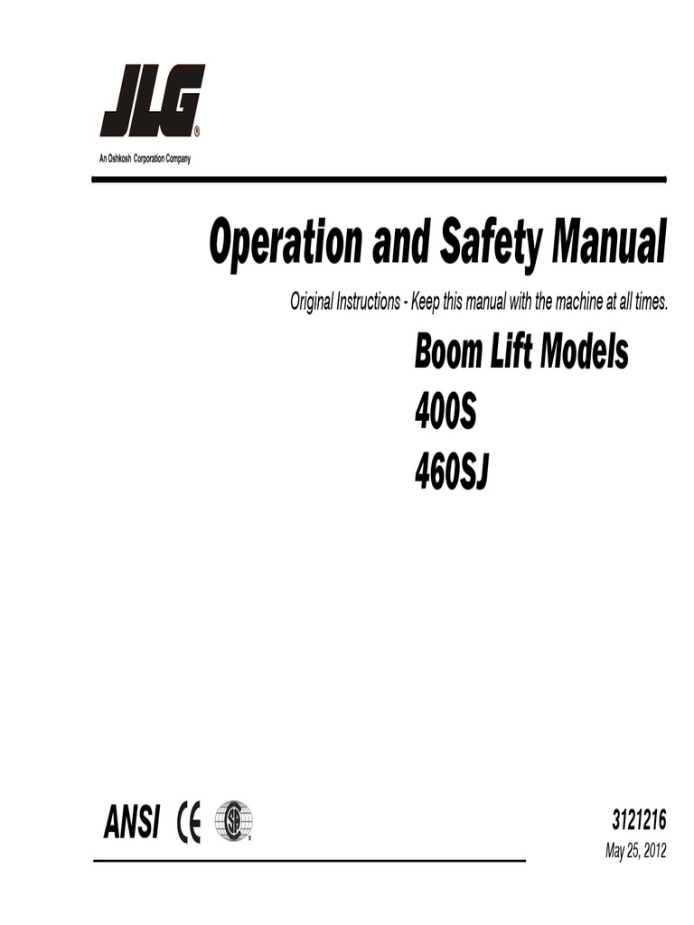 Operation and Safety Manual: Boom Lift Models 400S 460SJ | PDF | Wound ...