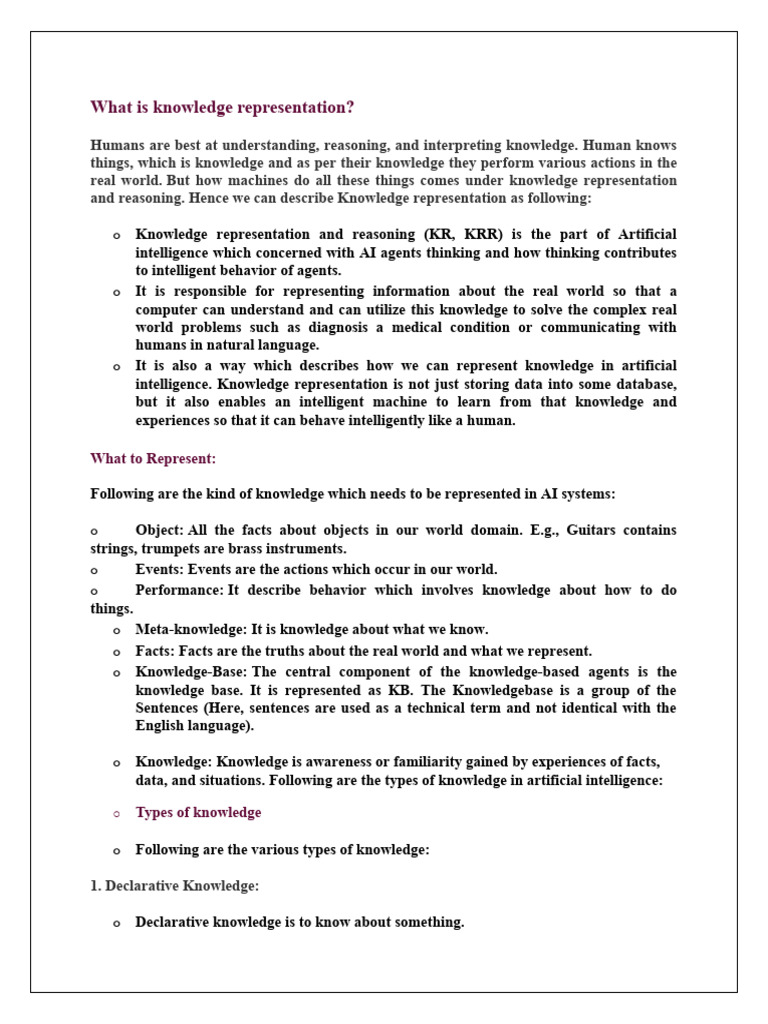 What Is Knowledge Representation? | PDF | Knowledge Representation And Reasoning | Knowledge