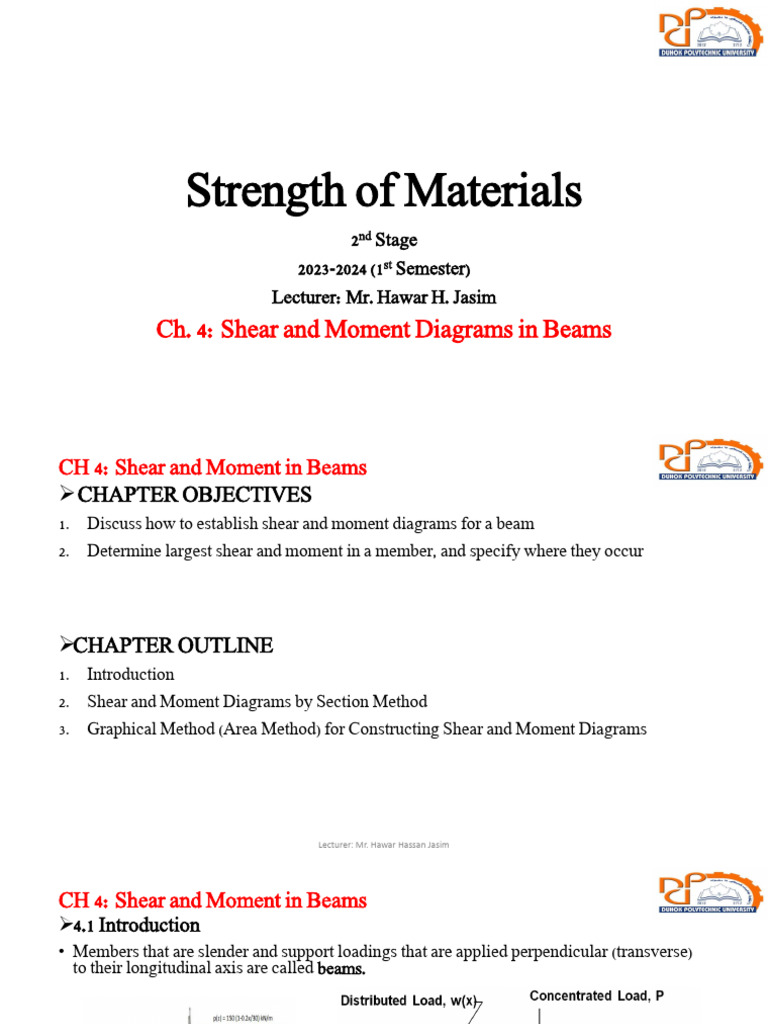 SOM Ch. 4 - Shear and Moment in Beams 2 | PDF | Beam (Structure) | Bending
