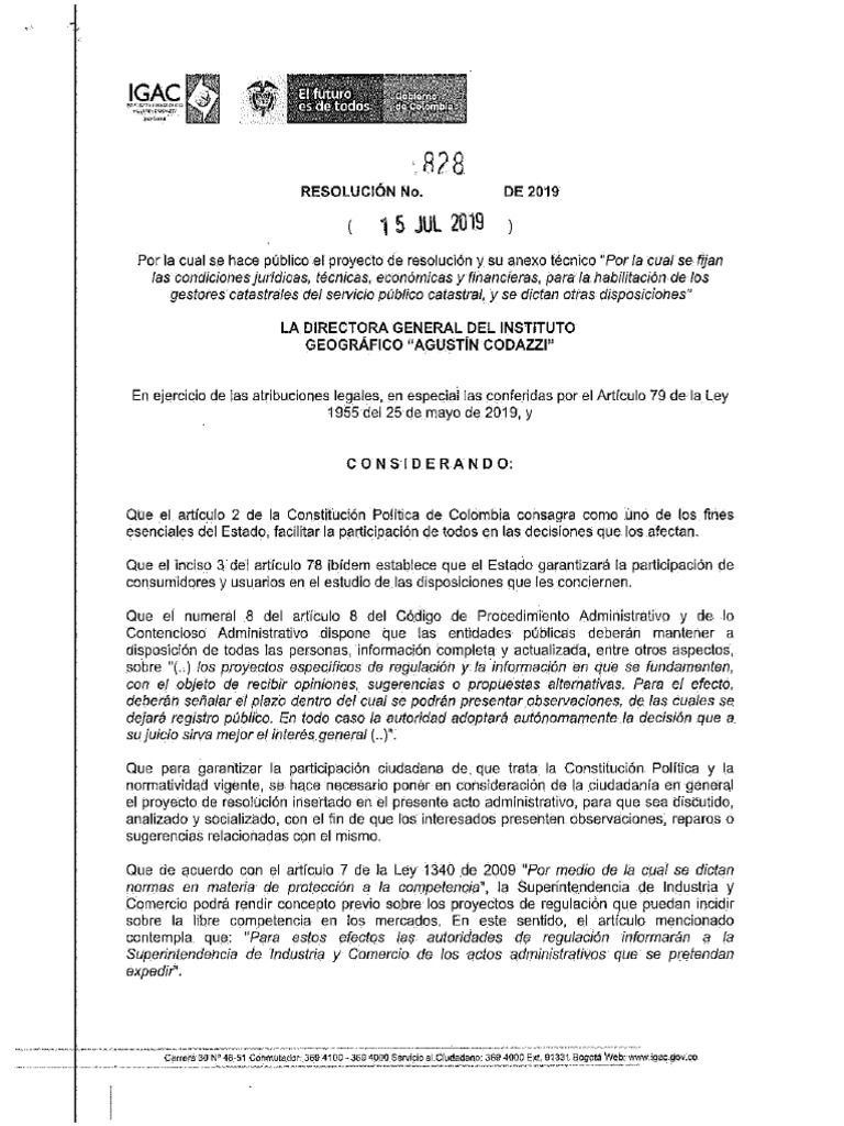 Resolucion 828-2019 | PDF