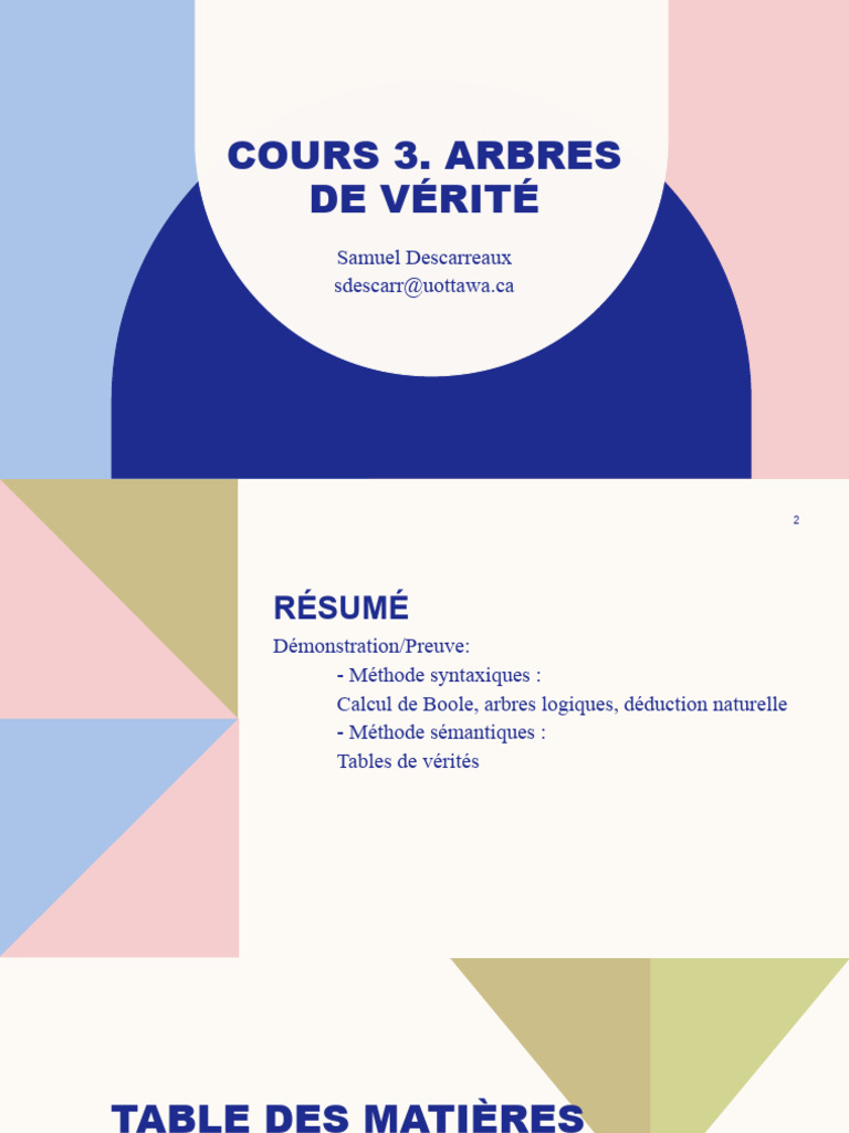 Cours 4. Arbres de Vérité | PDF | Logique mathématique | Raisonnement déductif