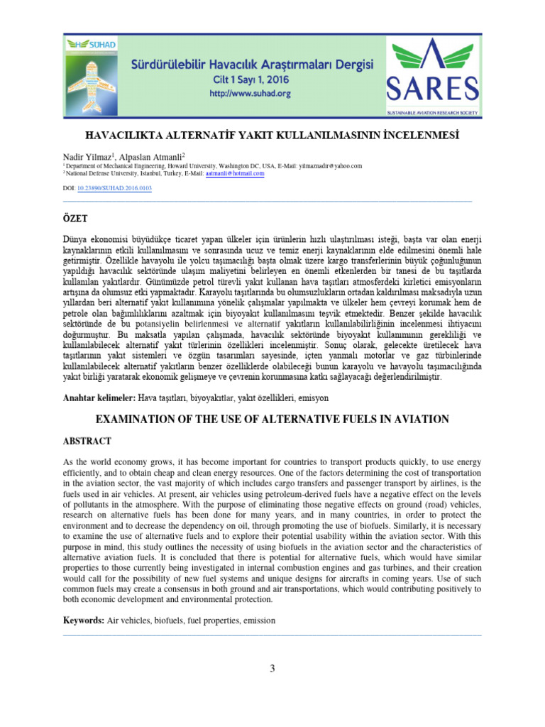 Havac L Kta Alternatif Yak T Kullan Lmas N N Ncelenmesi (#557308) - 701041 | PDF