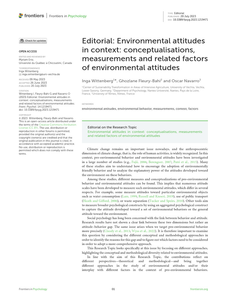 Environmental Attitudes in Context | PDF | Attitude (Psychology) | Behavior