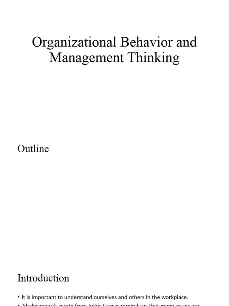 Organizational Behavior AndManagement Thinking | PDF | Organizational ...