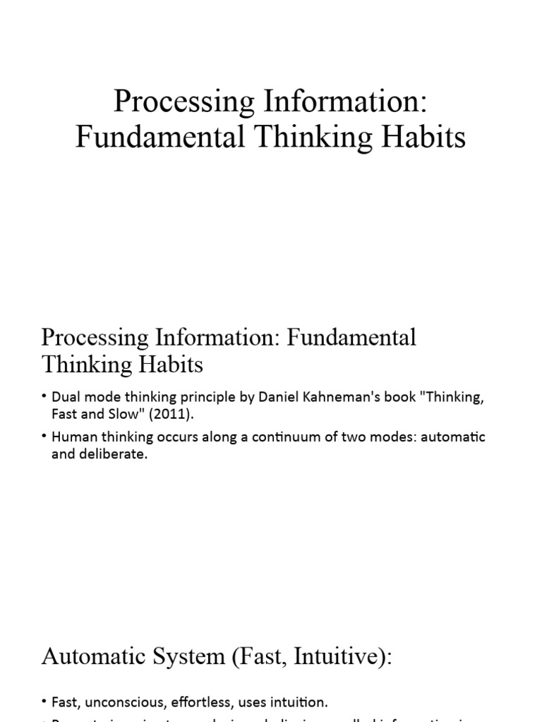 Processing Information Fundamental Thinking Habits Pdf Thought