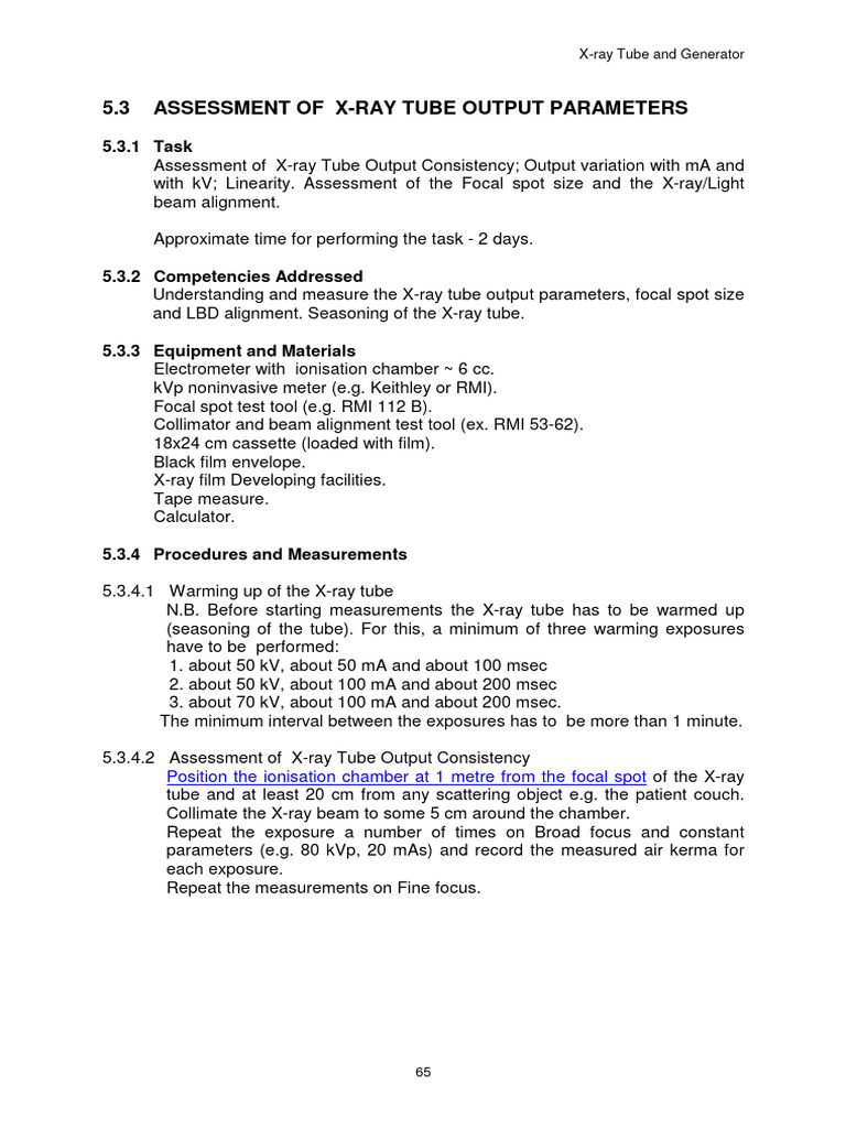 X-ray Tube Warm-Up Procedure Guide | PDF | X Ray | Absorbed Dose