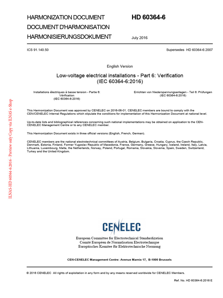 HD60364-6 (2016) e Codified | PDF | Electrical Wiring | Electrical ...