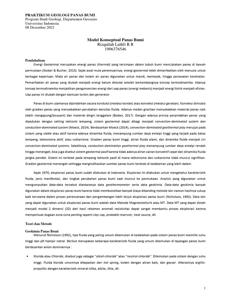 Model Konseptual Panas Bumi - Rizqullah Luthfi R R - Kelompok B | PDF | Sains & Matematika ...