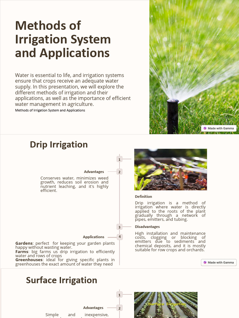 Methods of Irrigation System and Applications | PDF | Irrigation | Soil