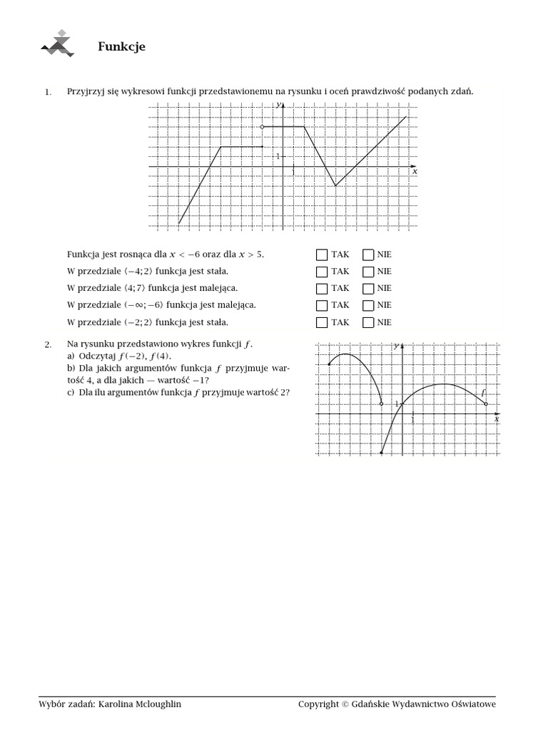 Kartkówka Funkcje Liceum Zad | PDF
