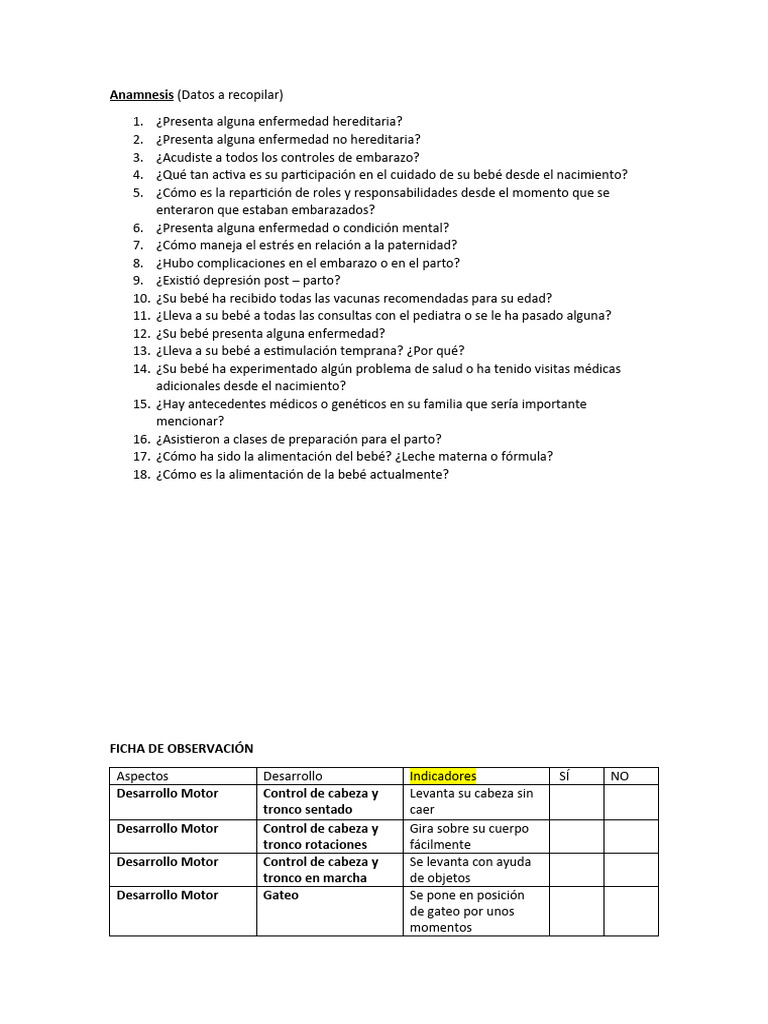 Anamnes I Sssss | PDF | Parto | Las emociones