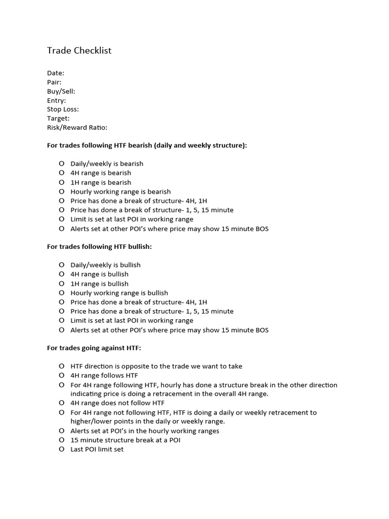Forex Trade Strategy Checklist | PDF | Business | Finance & Money ...