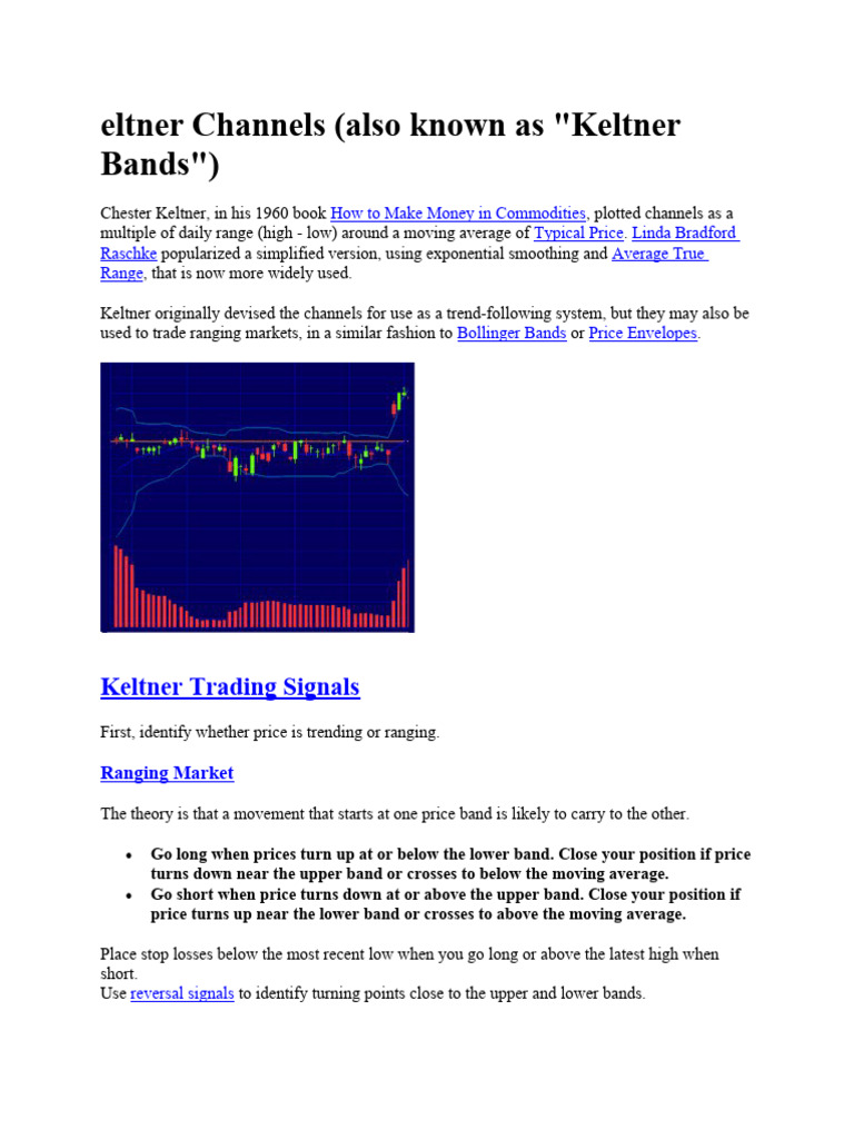 Keltner Channels | PDF | Moving Average | Technical Analysis Keltner Channels | PDF | Moving Average | Technical Analysis
