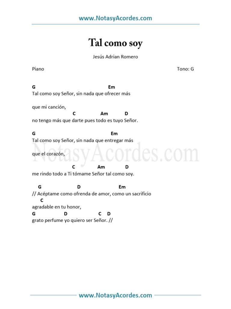 Letra y acordes de "Tal Como Soy" | PDF