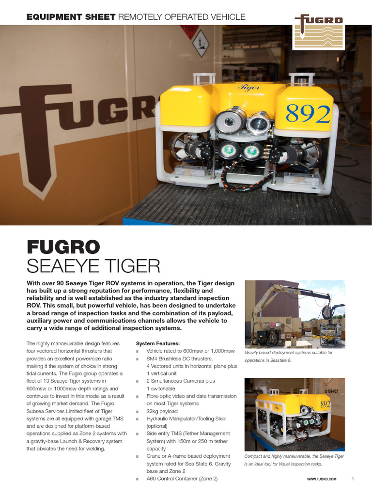 Seaeye Tiger ROV Specifications and Features | PDF | Manufactured Goods ...