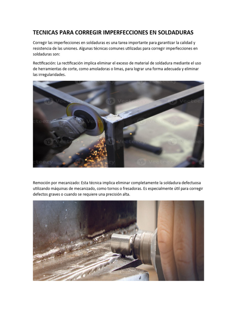 Tecnicas para Corregir Imperfecciones en Soldaduras | PDF | Construcción | Soldadura