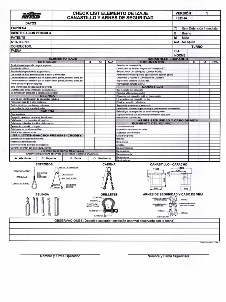 Check List Elementos de Izaje | PDF