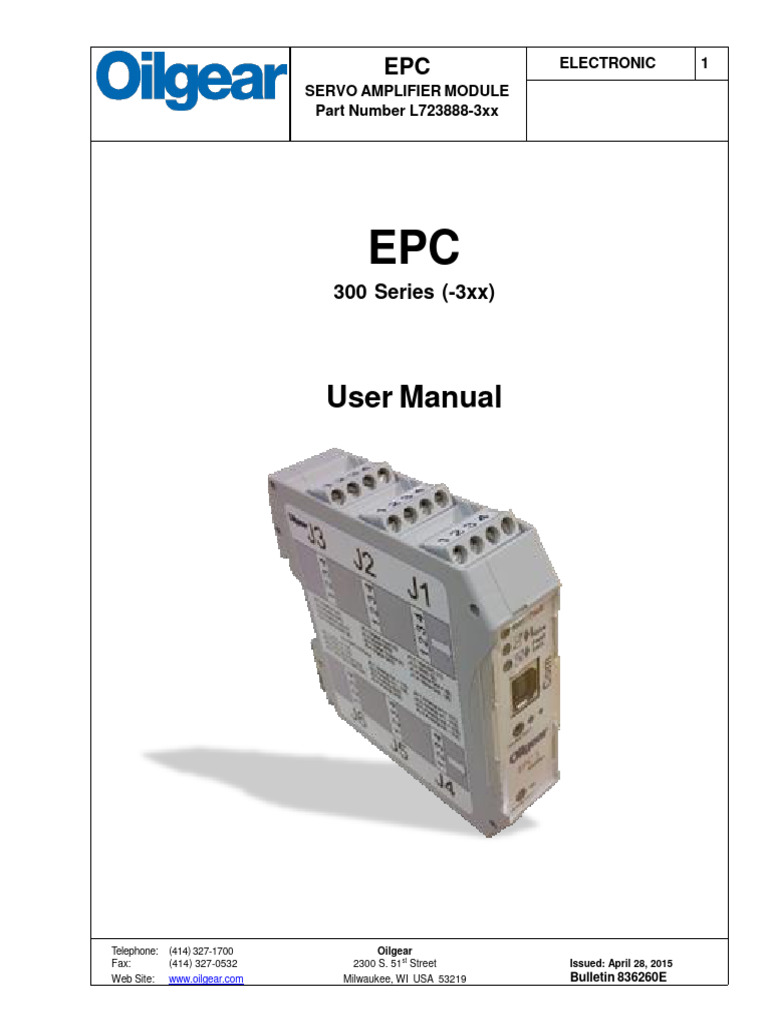 EPC Oilgear Pump Control Manual | PDF | Feedback | Amplifier