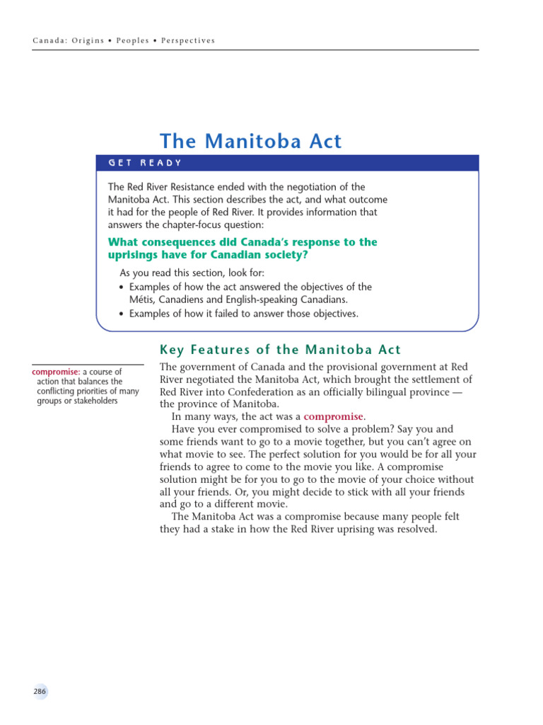 Manitoba Act | PDF | Provinces And Territories Of Canada | Métis