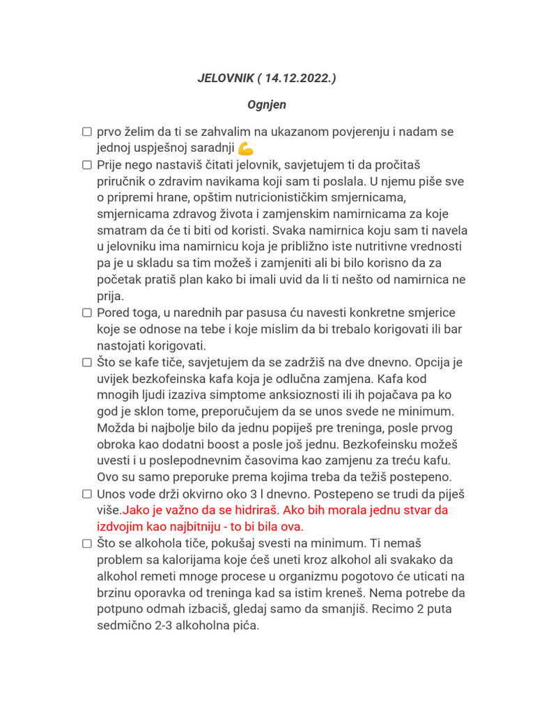 Ognjen NutriLab Jelovnik | PDF