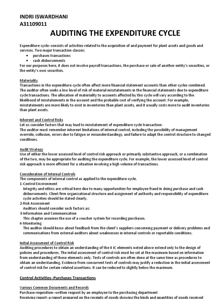 Auditing The Expenditure Cycle | PDF | Accounts Payable | Cheque